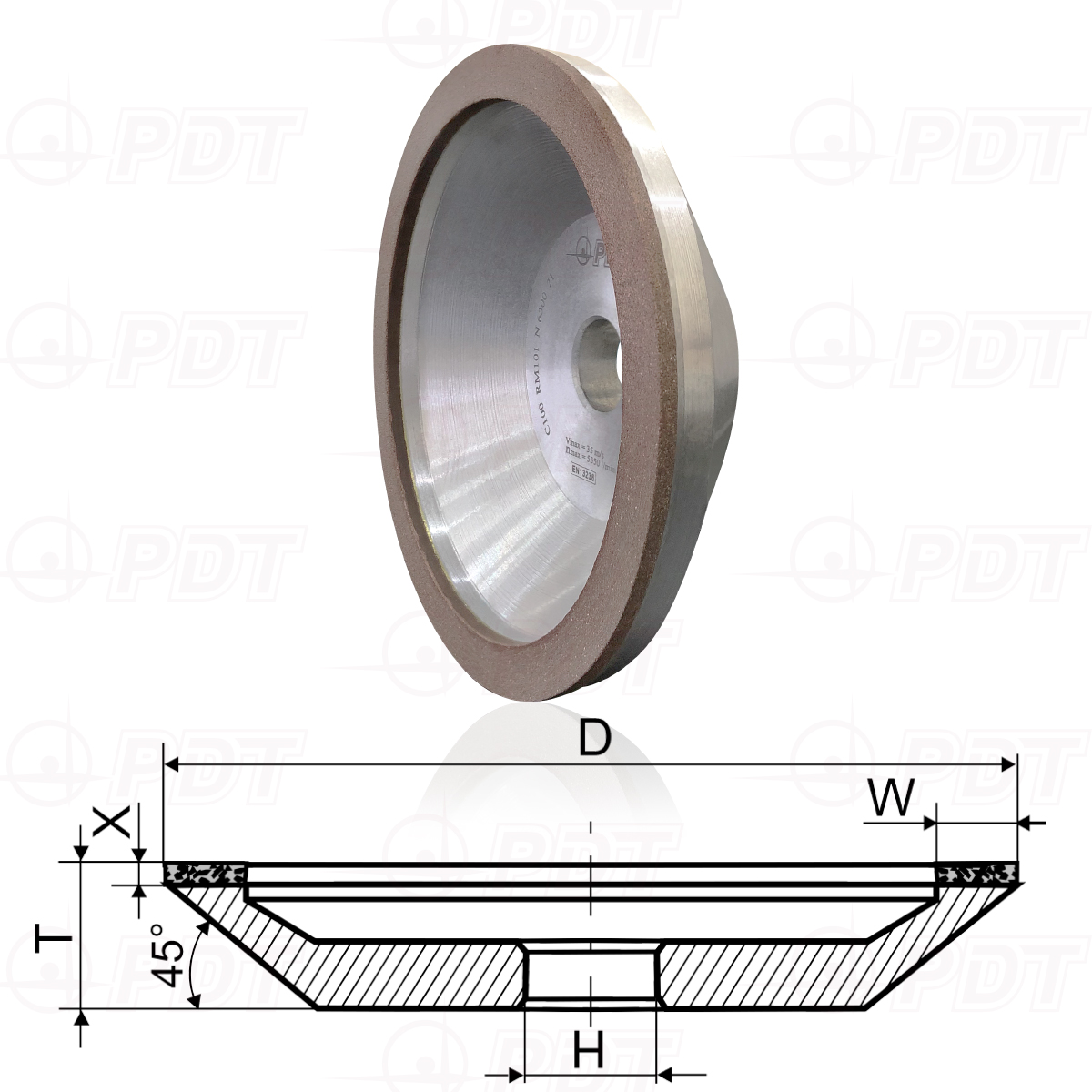 12A2-45. CUP CONICAL GRINDING WHEELS | POLTAVA DIAMOND TOOLS